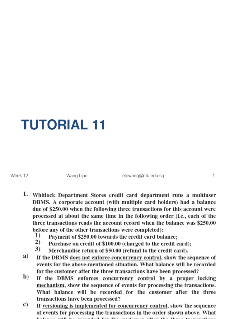 Week 12 - Tut 11 Solutions | PDF | Database Transaction | Credit Card