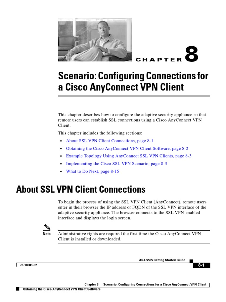 Scenario Configuring Connections For A Cisco Any Connect VPN Client ...