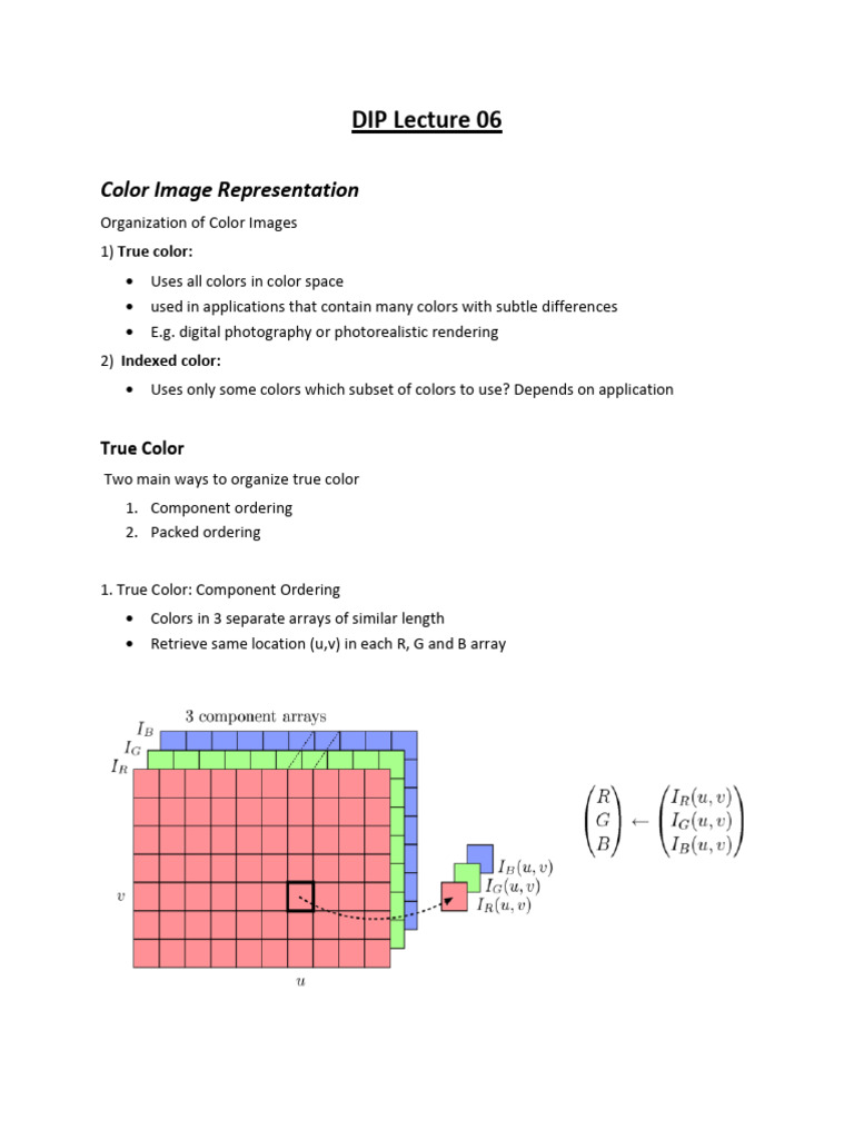 Color Image Representation and Pixel Relationship | PDF | Computer ...
