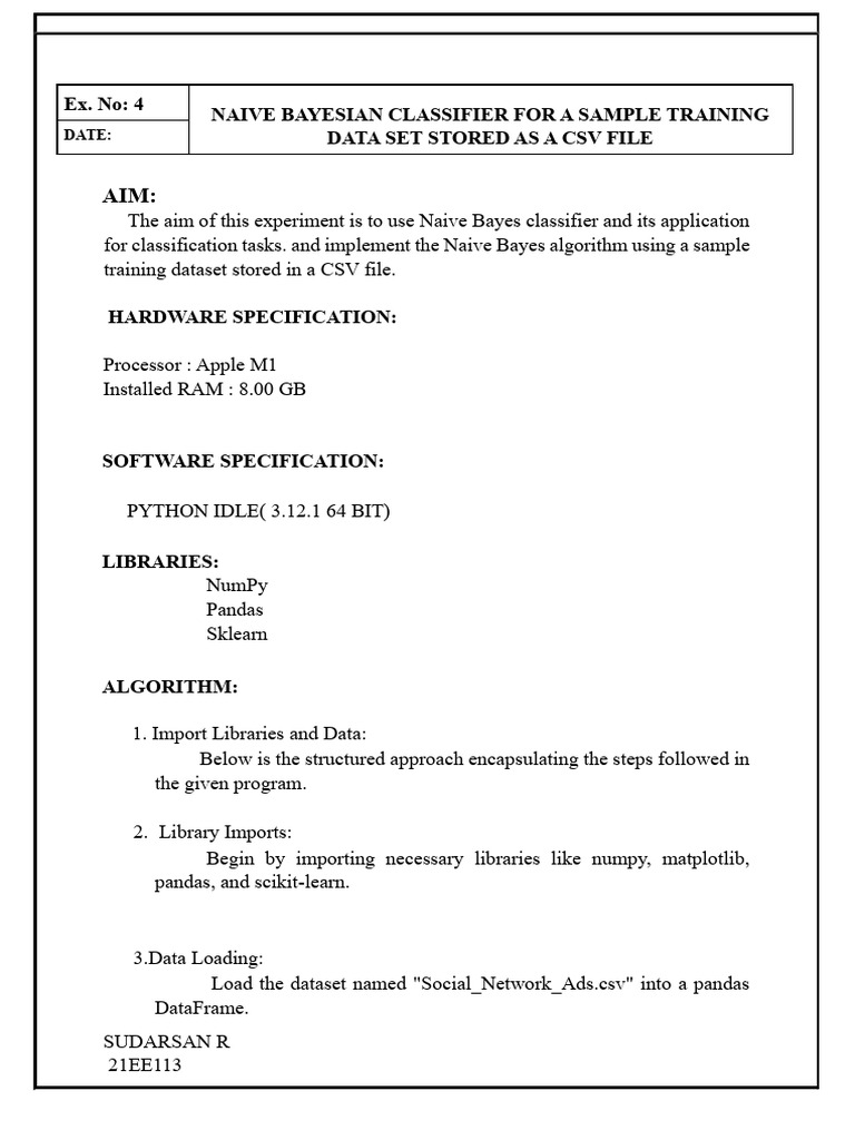 Machine Learning Program 4 (SHANKAR) | PDF | Statistical Classification | Computing