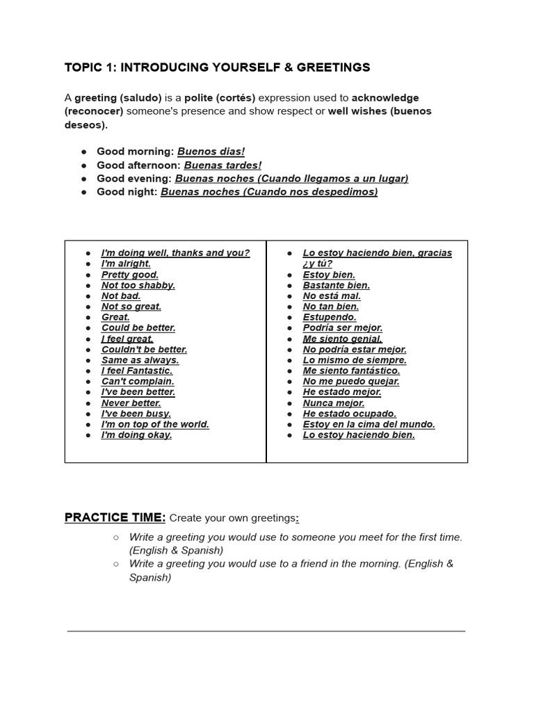 Greetings and Basic English Skills | PDF | Verb | Subject (Grammar)