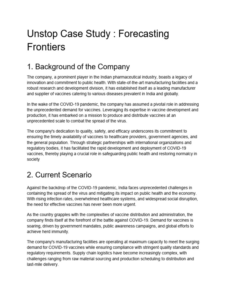 65bf705375cca Unstop Case Study Forecasting Frontiers | PDF | Logistics ...