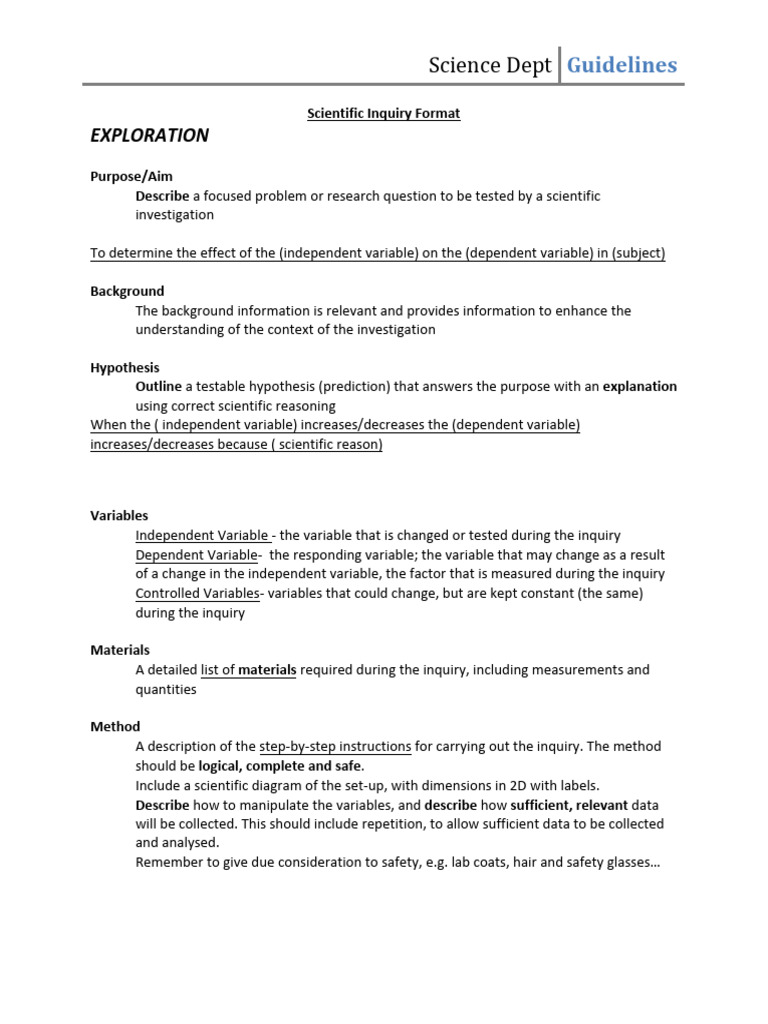 Scientific Inquiry Format | PDF | Inquiry | Scientific Method