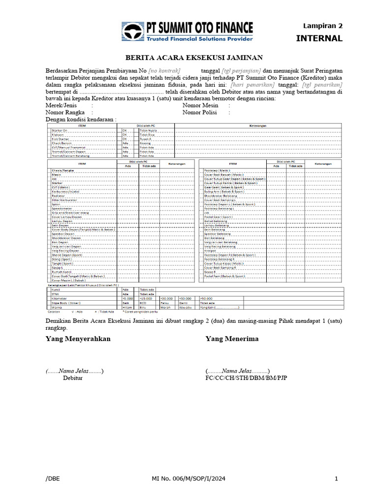 Berita Acara Eksekusi Jaminan | PDF