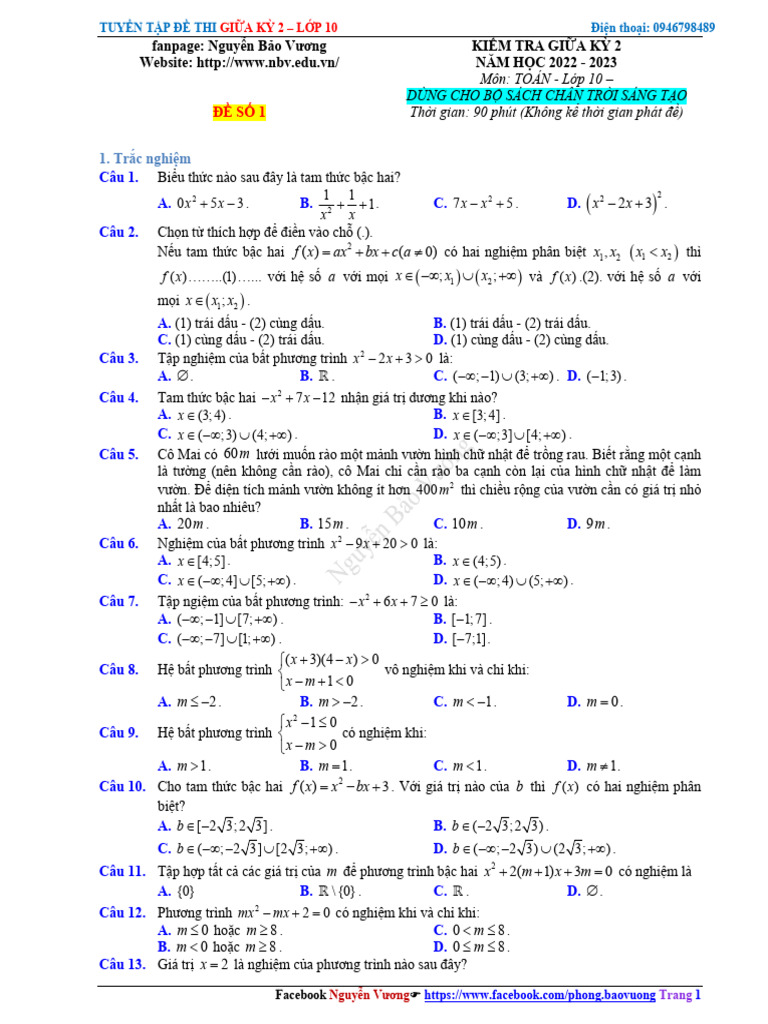 Đề số 1 - CTST | PDF