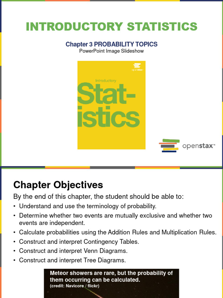 OpenStax Statistics CH03 LectureSlides HSTA203 3 | PDF | Probability | Odds