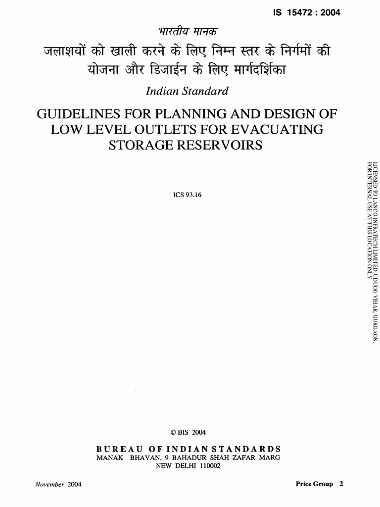 Guidelines For Planning and Design of Low Level Outlets For Evacuating ...