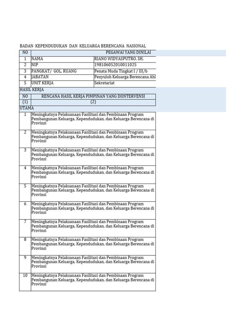 Rencana Kerja Program Bangga Kencana | PDF