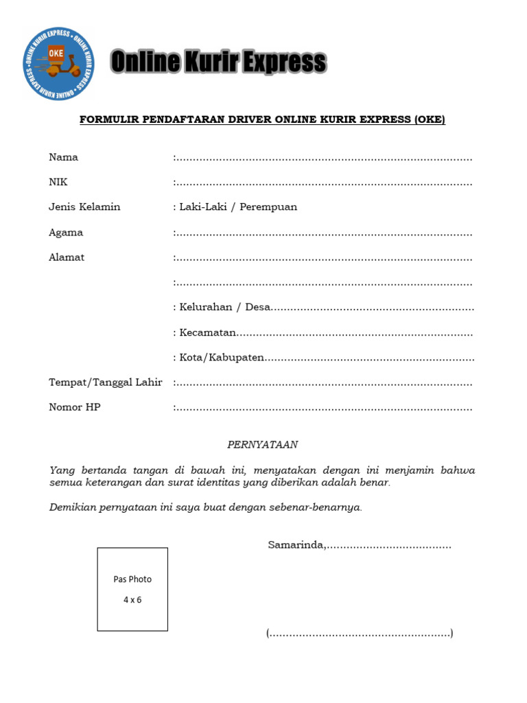 Formulir Pendaftaran Driver | PDF | Olahraga & Rekreasi