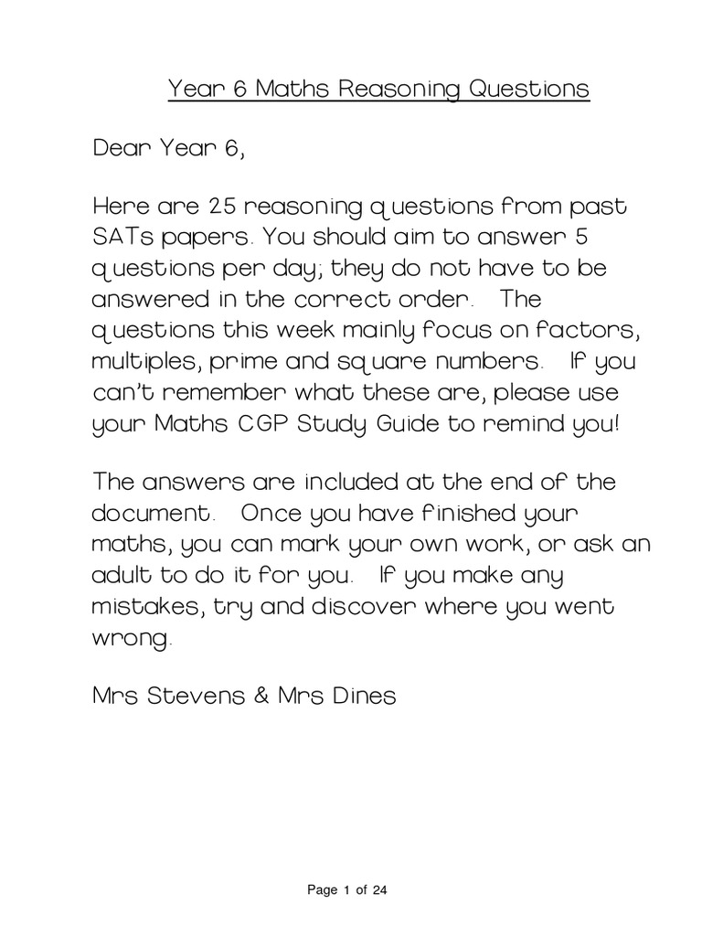 Year 6 Maths: Factors and Multiples | PDF | Arithmetic | Mathematics