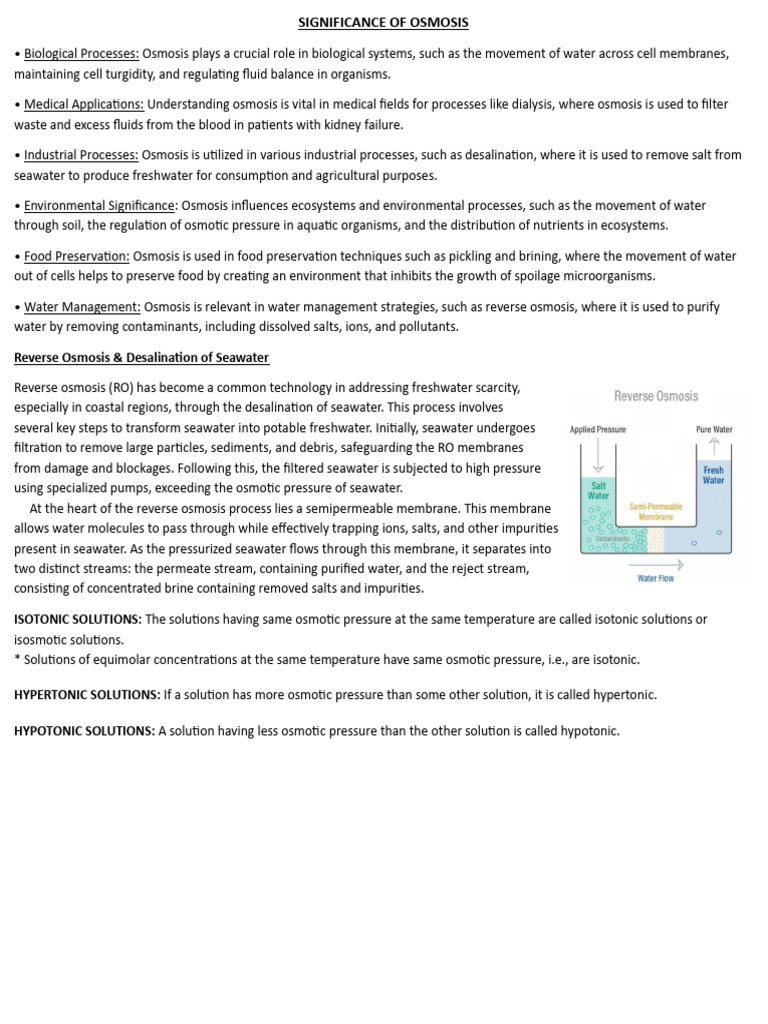 Osmosis Ch 1 Xii Pdf Osmosis Desalination