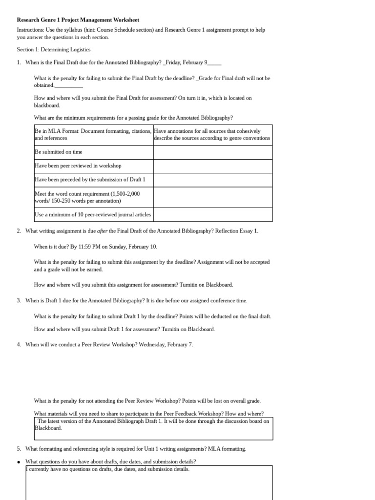 Research Genre 1 Project Worksheet 1302 | PDF | Turnitin | Academic Journal