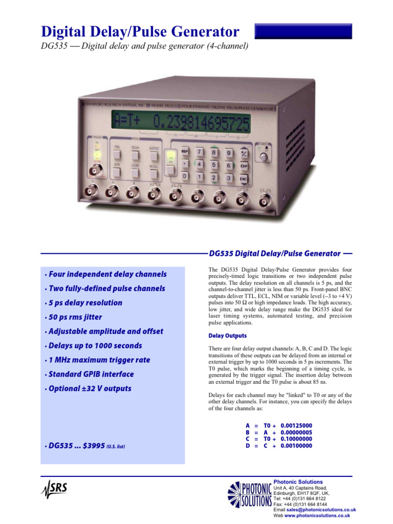 DG535 Digital Delay/Pulse Generator | PDF | Electrical Engineering ...