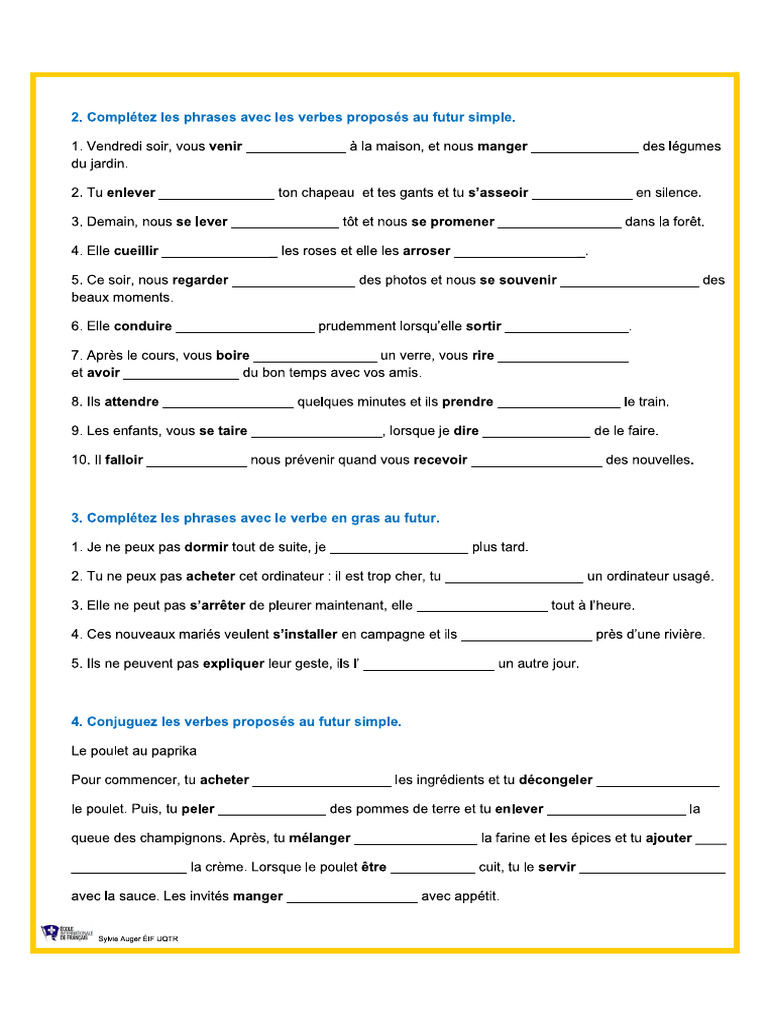 Futur Simple - Exercises | PDF