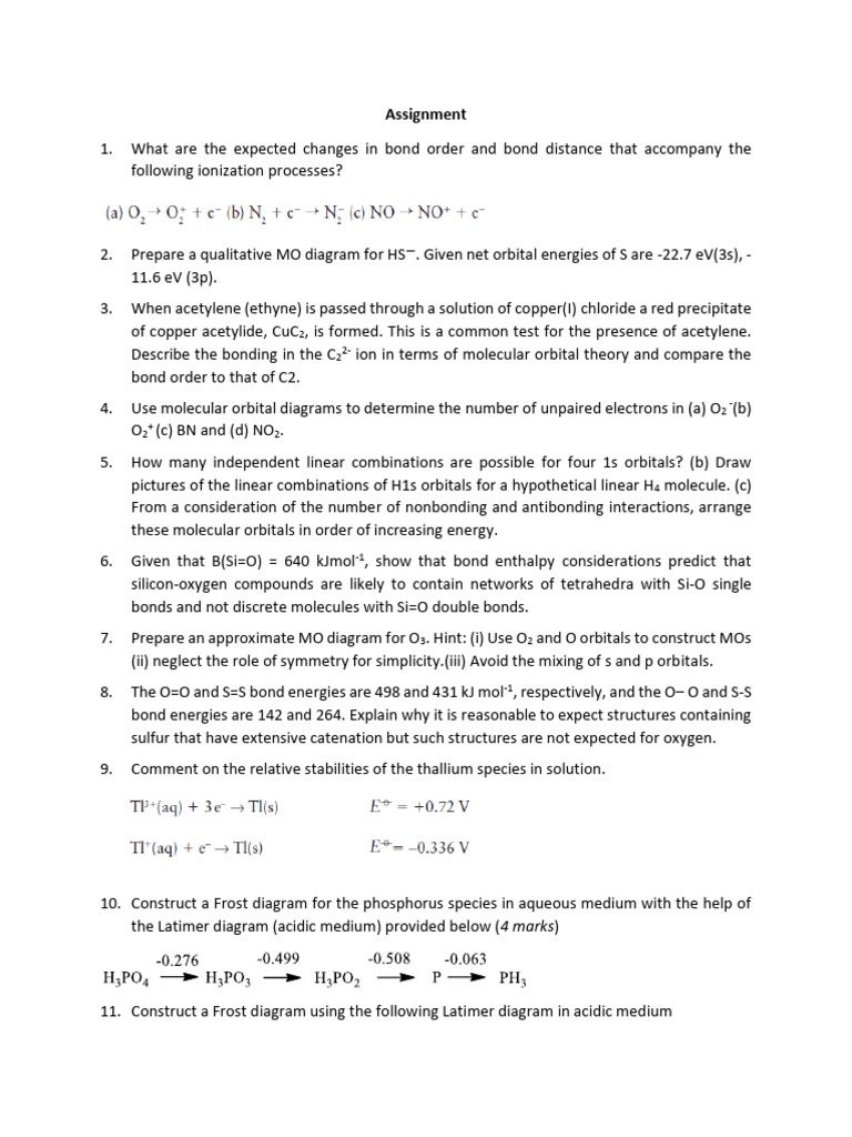 Assignment Pdf Molecular Orbital Acid
