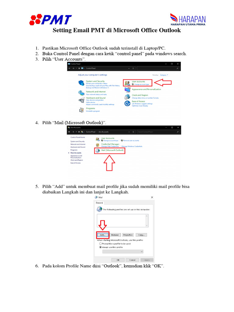 Manual Book Setting Email PMT Di Microsoft Outlook | PDF | Komputer