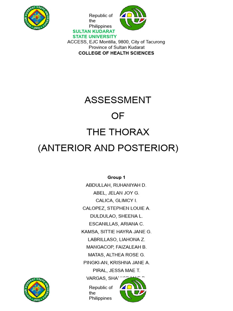 Assessment of The Thorax (Anterior and Posterior) | PDF | Thorax ...
