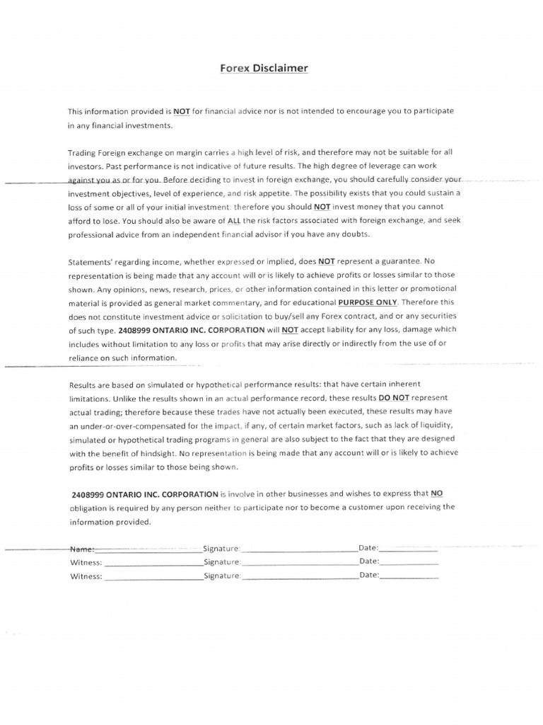 Forex Disclaimer | PDF