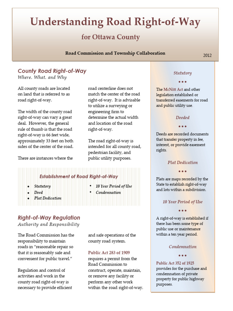 OttawaCounty_Understanding_Road_Right-of-Way | PDF | Easement | Road