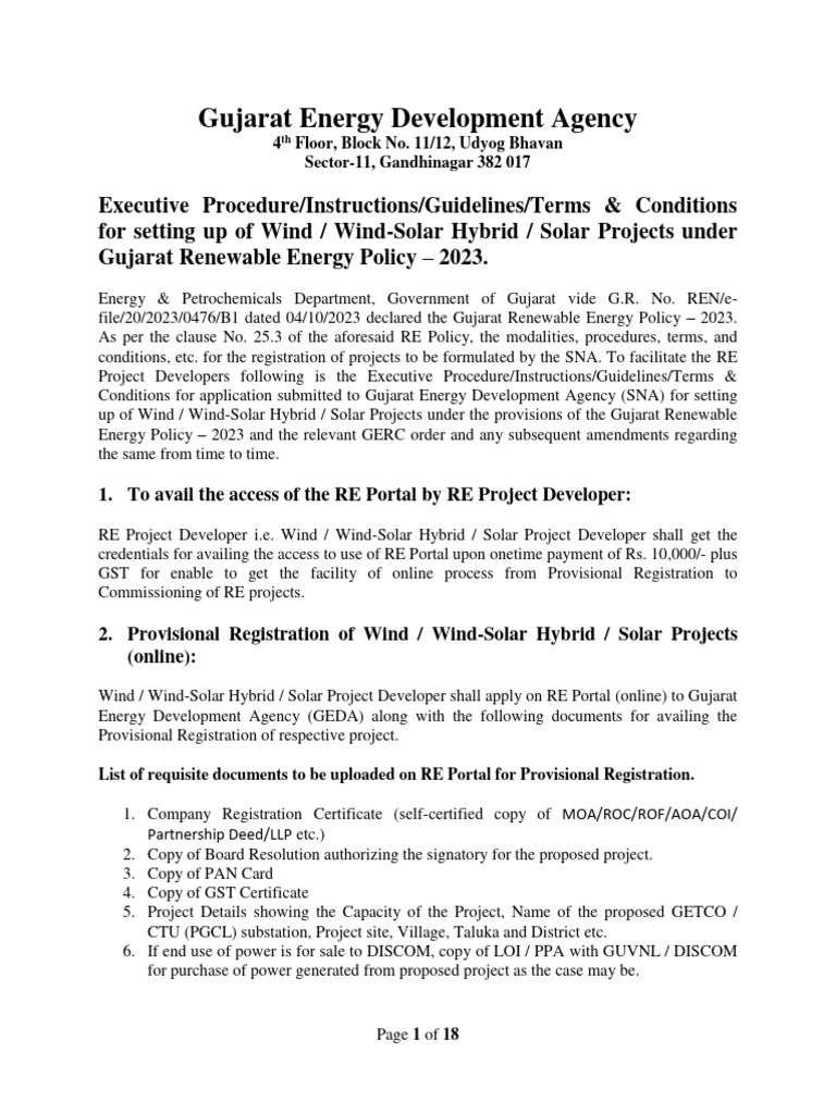 GEDA Guidelines for Renewable Energy Projects | PDF | Solar Power ...
