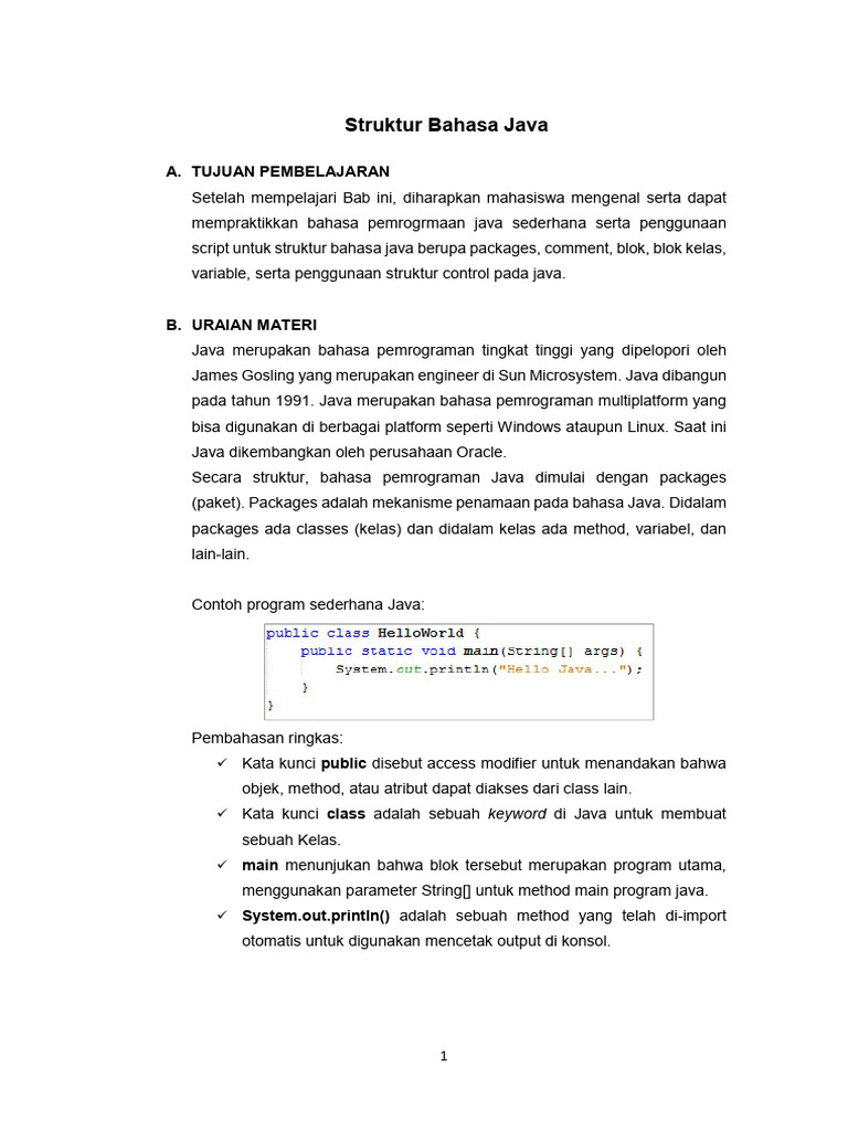 Modul-1 - Struktur Bahasa Java - E Rizal | PDF | Komputer Modul-1 - Struktur Bahasa Java - E Rizal | PDF | Komputer