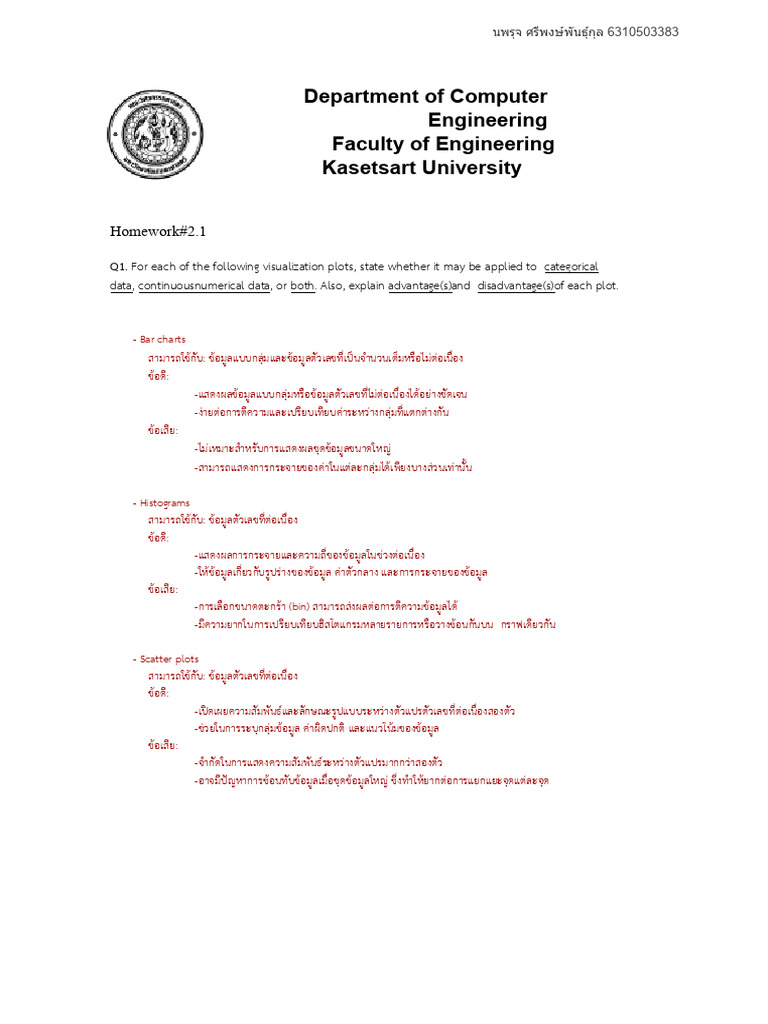 HW2 - 1-2 6310503383 - Nopparuj | PDF