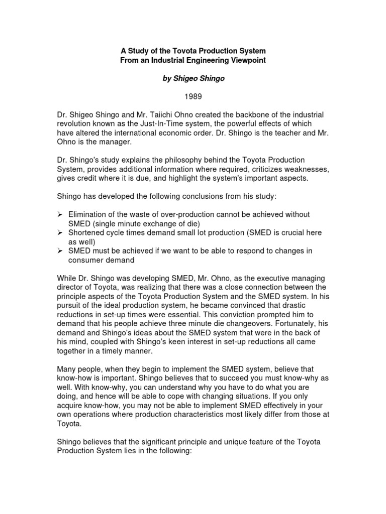 ToyotaProdSys_Study | PDF | Lean Manufacturing | Overproduction