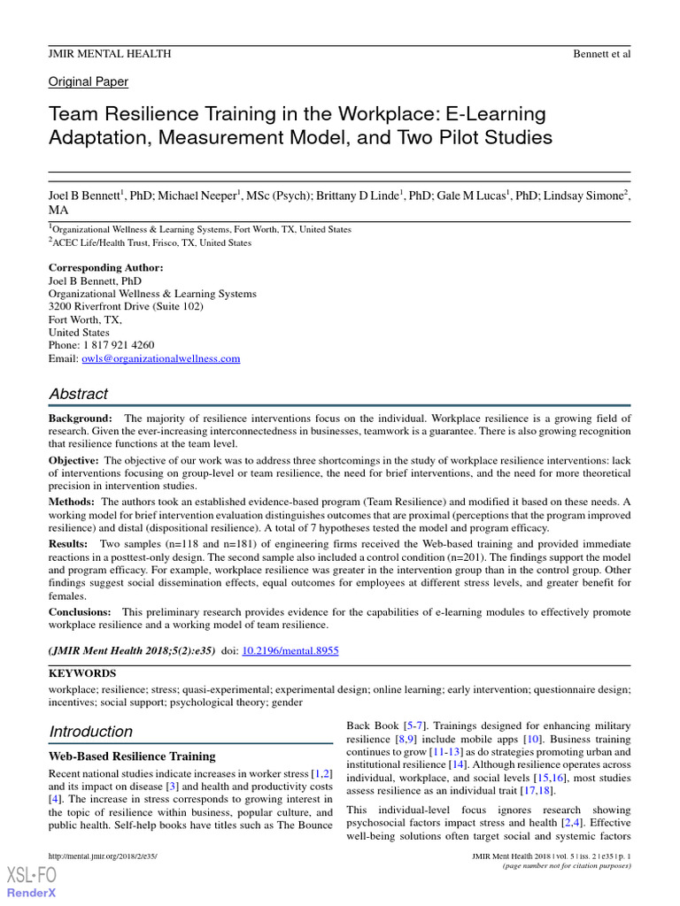 Team Resilience Training in TH | PDF | Psychological Resilience | Educational Technology