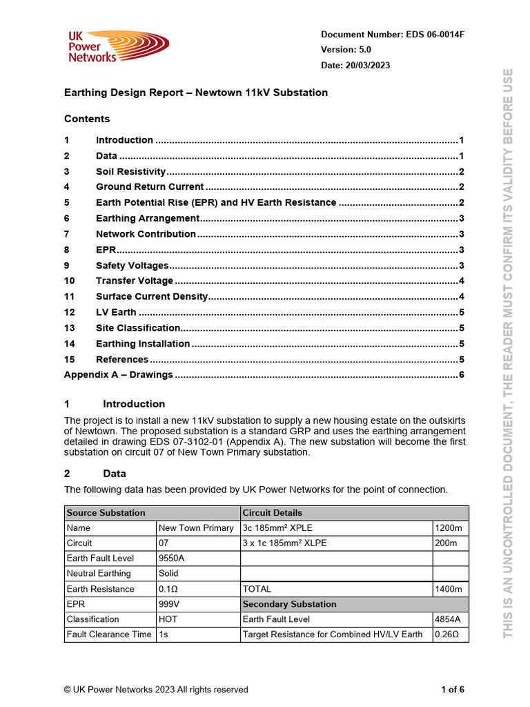 Secondary Substation Earthing Design Example | PDF | Electrical ...