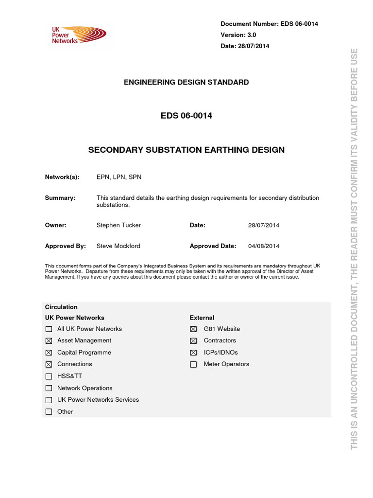 Secondary Substation Earthing Design | PDF | Electrical Substation ...