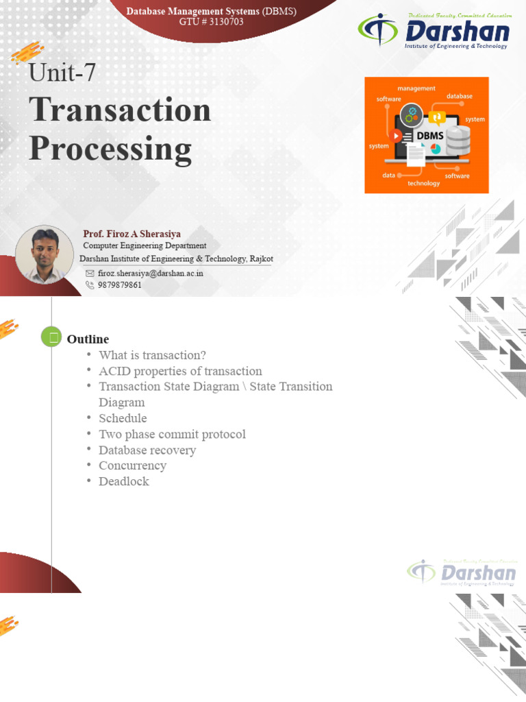 DBMS GTU Study Material Presentations Unit-7 31102020032310AM | PDF | Database Transaction | Acid