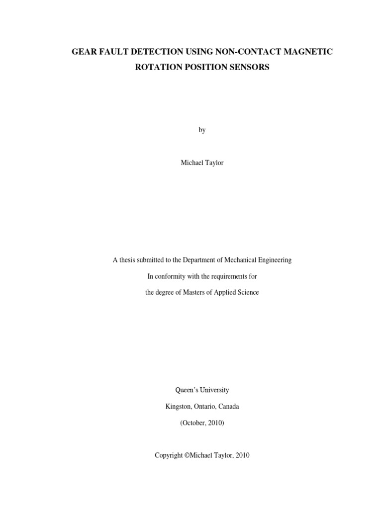 Gear Fault Detection Using Non-Contact Magnetic Rotation Position ...