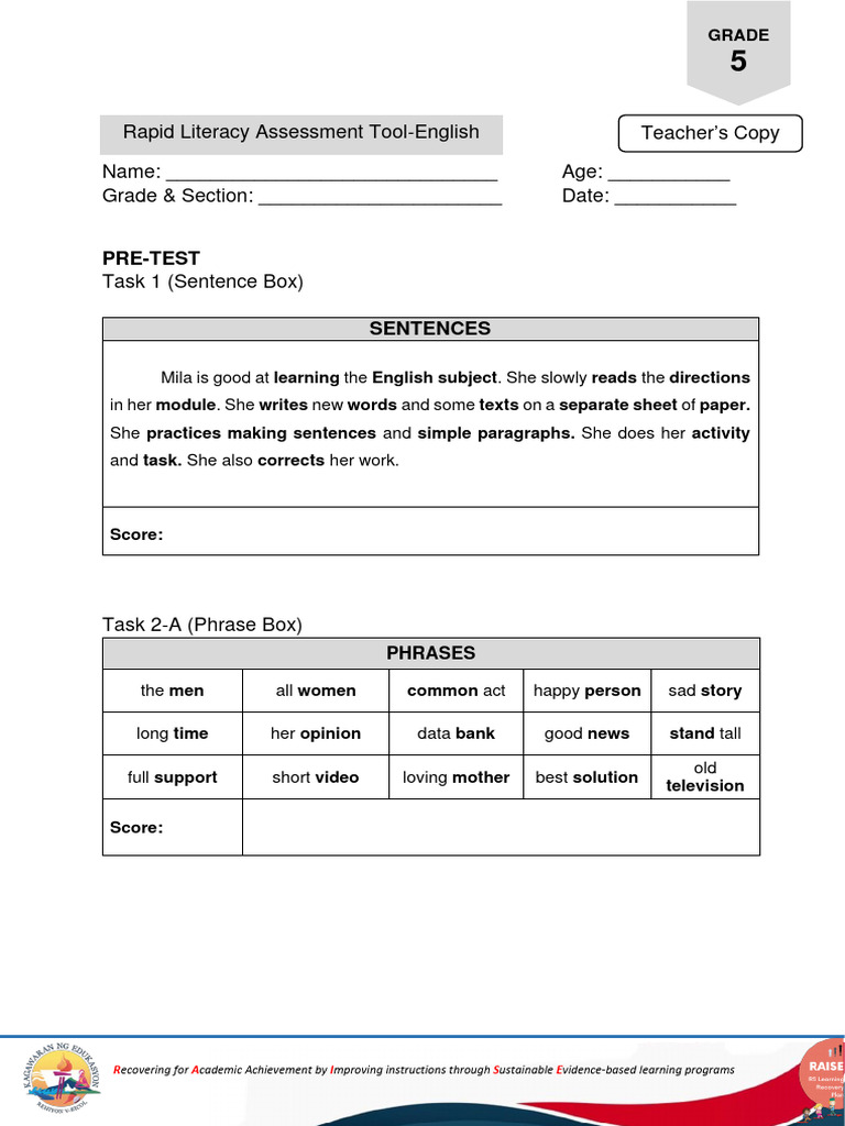 Grade 5 RLA | Download Free PDF | Learning | Verb