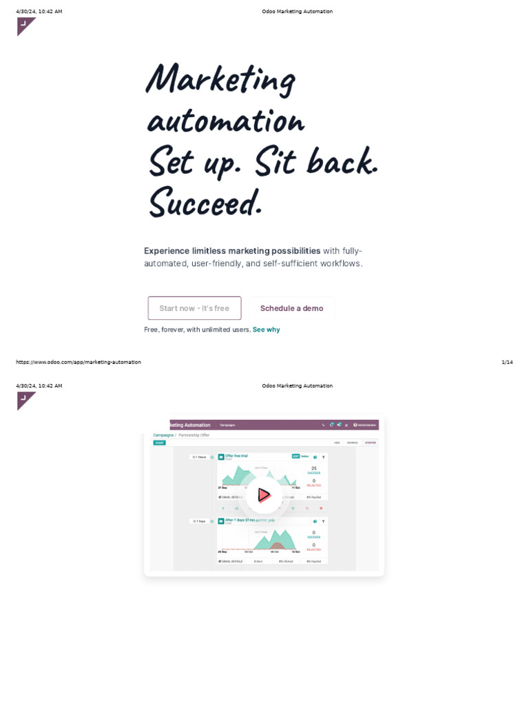 Odoo Marketing Automation Overview | PDF | Customer Relationship ...