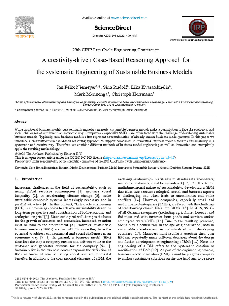 A Creativity Driven Case Based Reasoning Approach For The Syste - 2022 - Procedi | Download Free ...