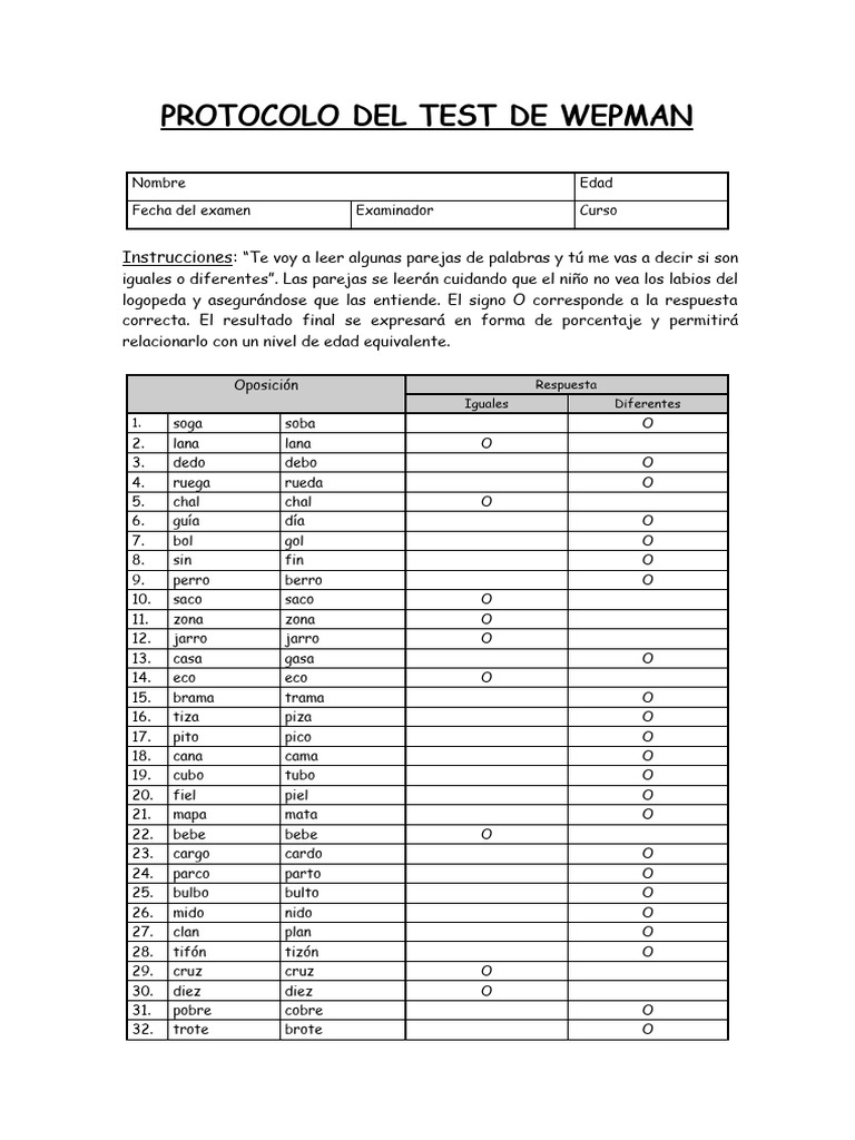 Protocolo Wepman | PDF