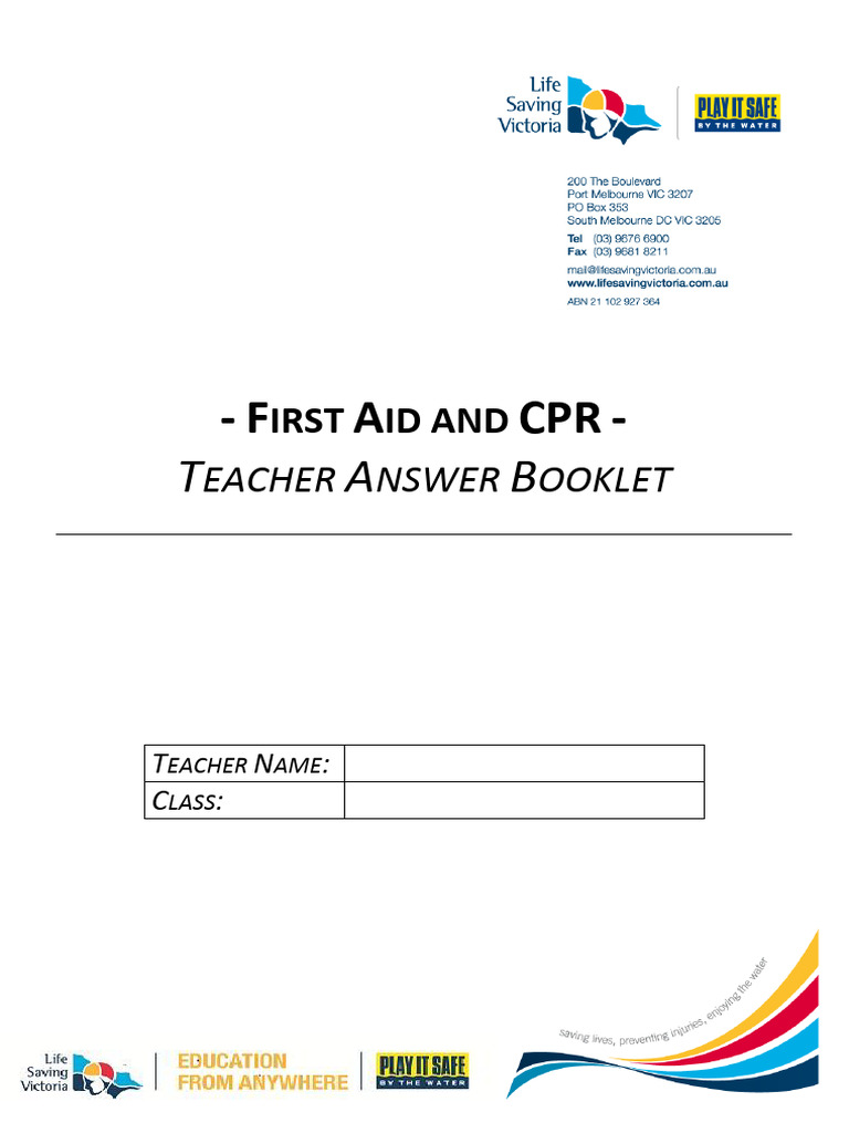 First Aid and CPR Teacher Answer Booklet | Download Free PDF ...