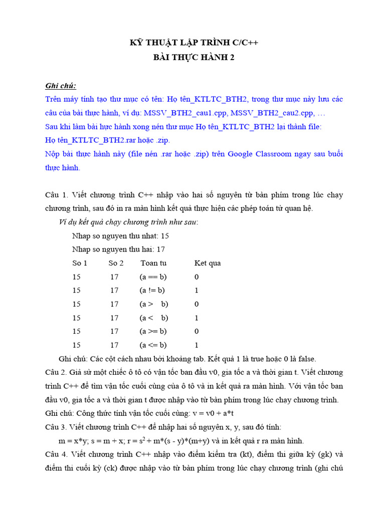 2.bai TH2 - Ky Thuat Lap Trinh C | PDF