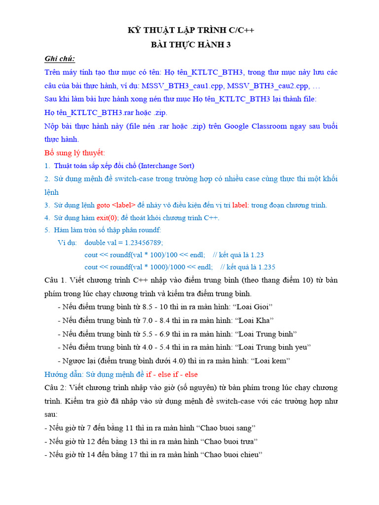 3.bai TH3 - Ky Thuat Lap Trinh C | PDF