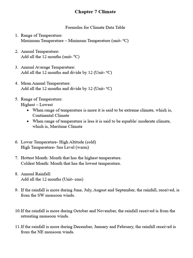 Geography Chapter 7 - Climate-Notes On Sums | PDF | Travel | Foreign ...