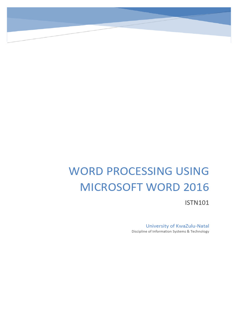 Word Processing Using Microsoft Word 2016 | PDF | Window (Computing) | Microsoft Word