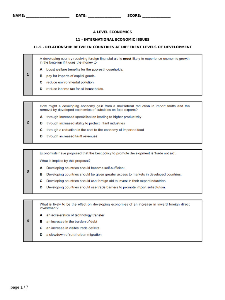 International Economic Development | PDF | Finance & Money Management