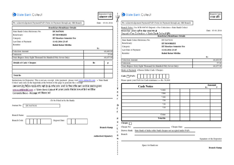 Pre Acknowledgement Payment PAP Form For | PDF | Cheque | Cash