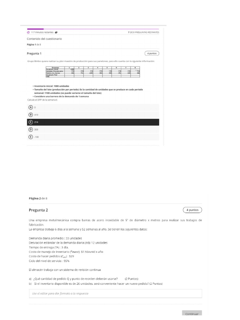 PC2 - Planeamiento y Control de Operaciones | PDF