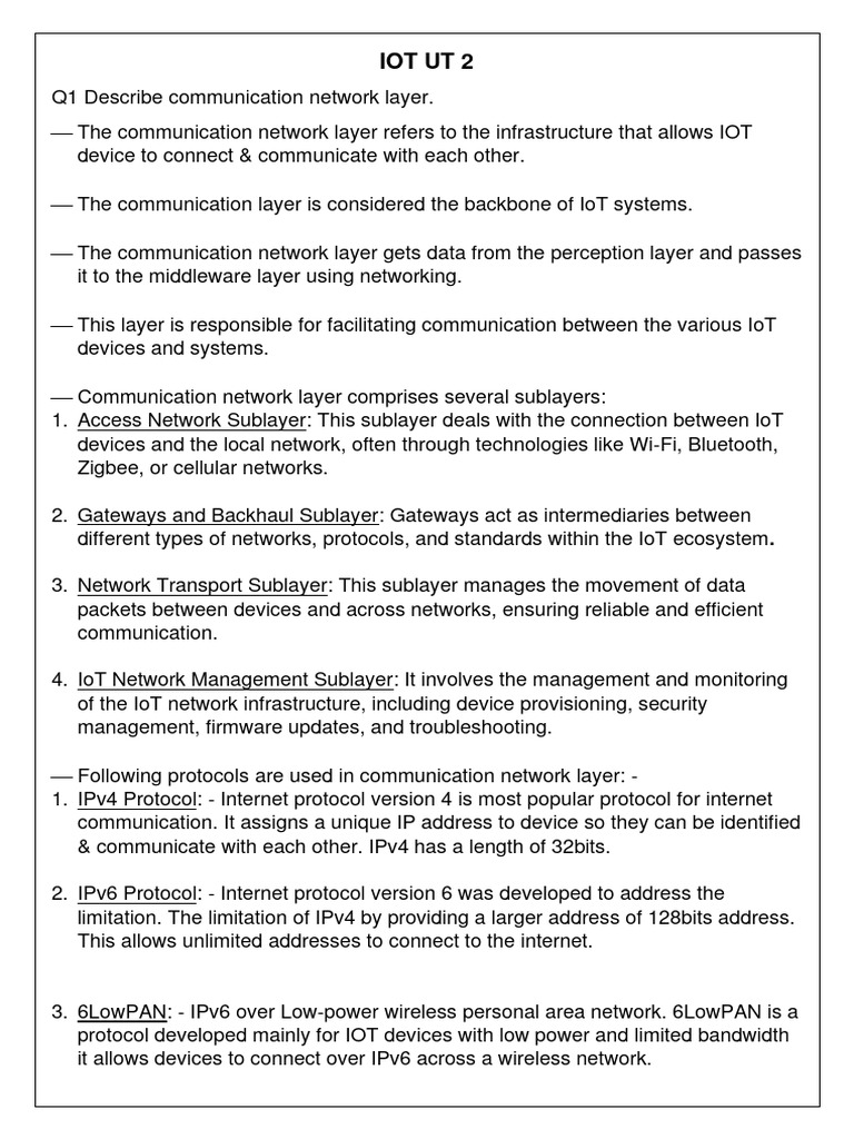 IOT UT 2 | PDF | Computer Network | Internet Of Things