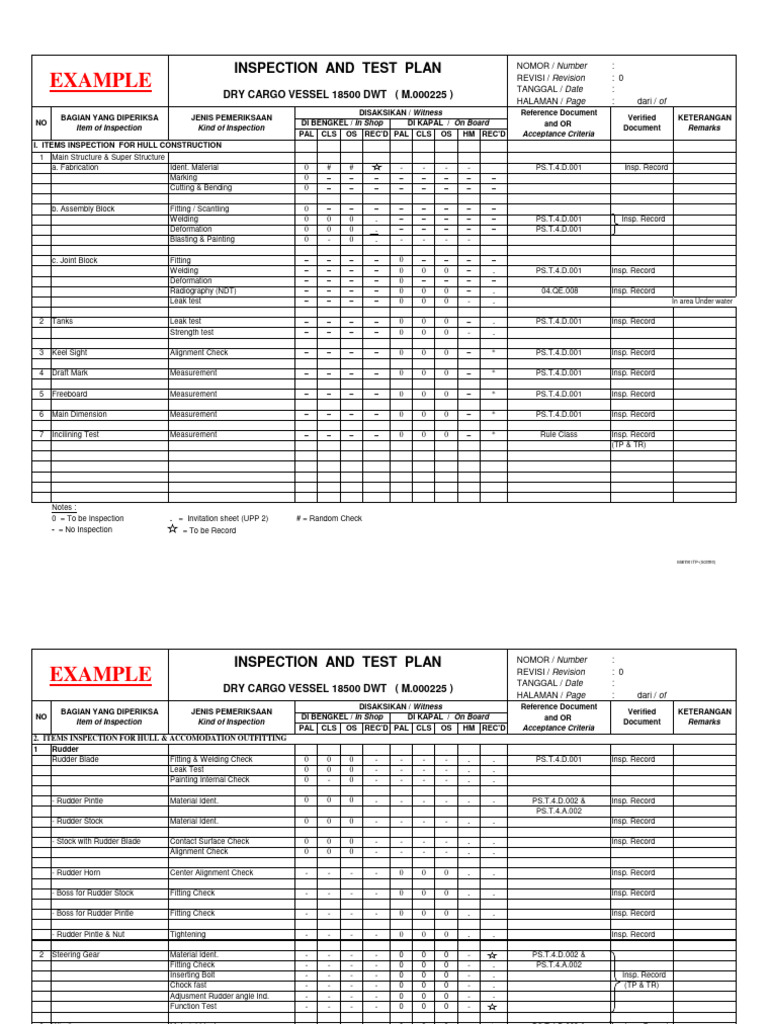 Inpection Test Plan Detail | PDF | Propeller | Rudder