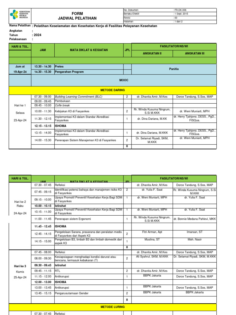JADWAL K3 Ak 2 Dan 3 PDF | PDF