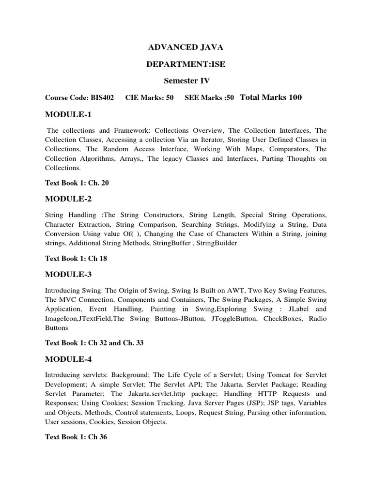 Advanced Java Syllabus | PDF | Computing | Software Development