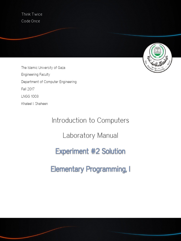 Lab 2 Elementary Programming 1 Solution1 | PDF | Computers | Technology ...