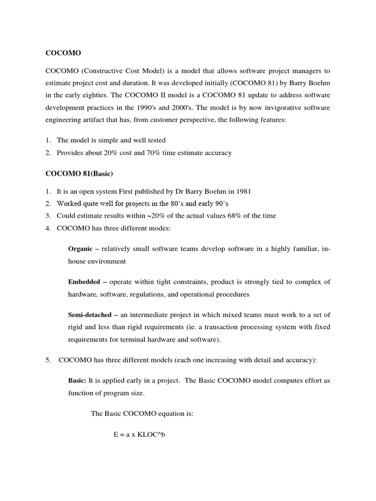 COCOMO | Download Free PDF | Software Development | Computer Engineering
